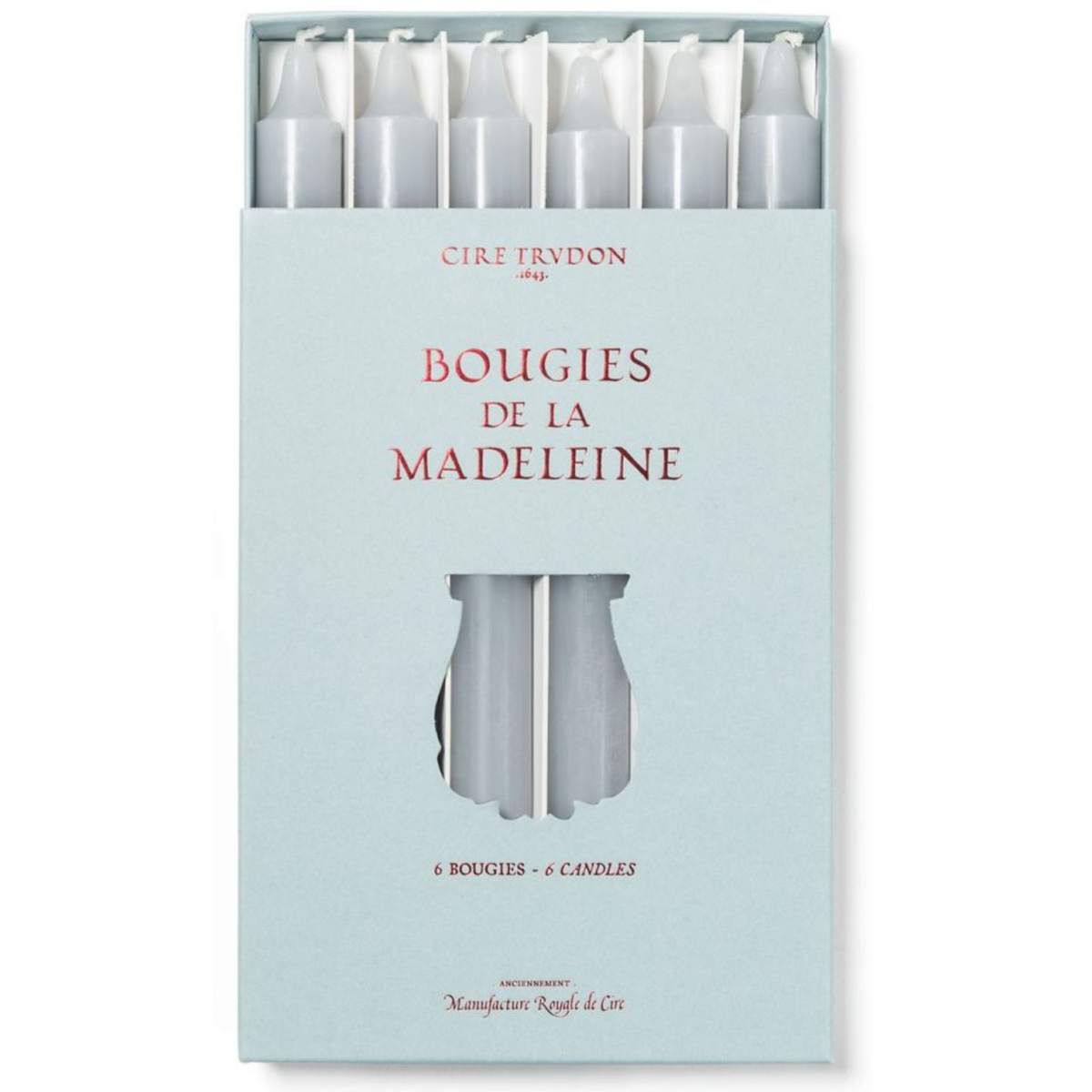 Madeleine Taper Candle Grey | Shop Trudon Online | Libertine Parfumerie
